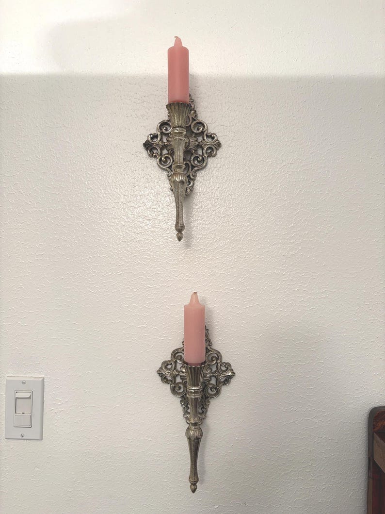Vintage Hollywood Regency Style Metal Wall Sconces - 11 Inches Tall ...