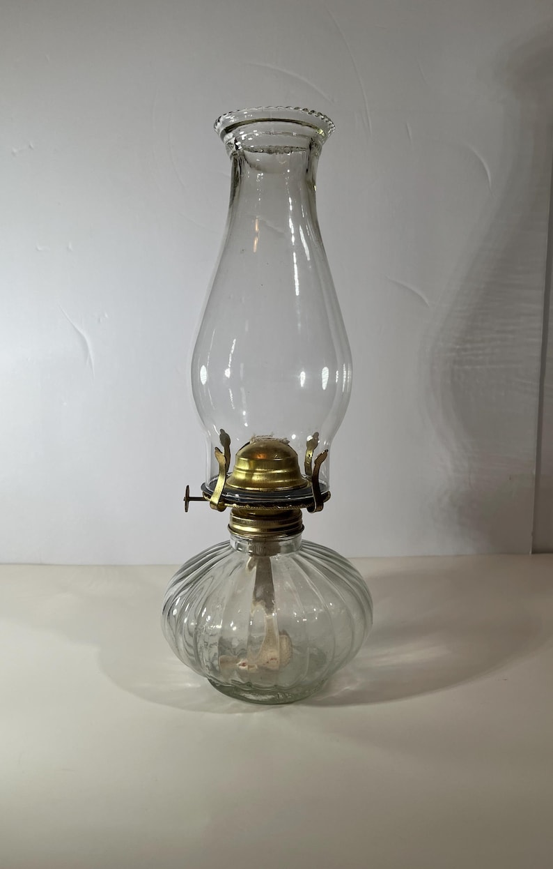 Vintage Glass Kerosene Oil Lamp - Golden Globe - Retro Oil Lamp With ...