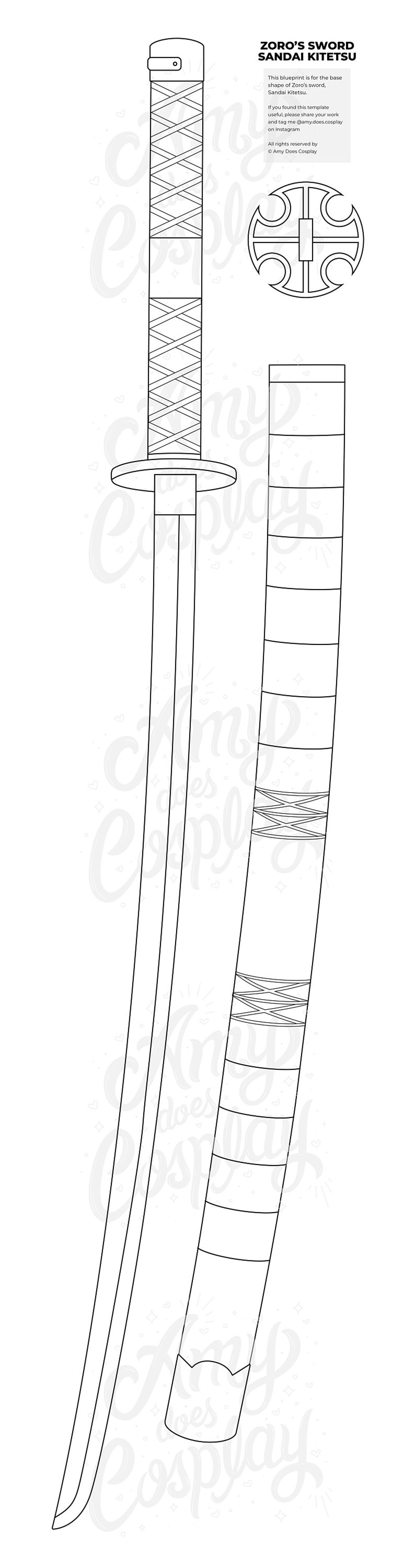 Zoro Sword Sandai Kitetsu Cosplay Prop 2D Blueprint - Etsy