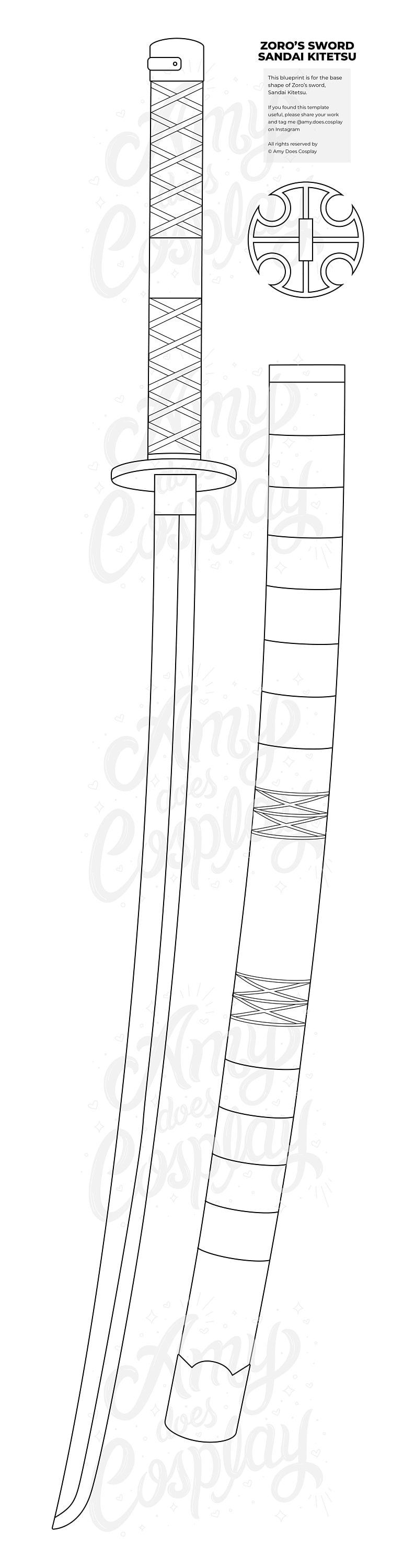 Zoro Sword Sandai Kitetsu Cosplay Prop 2D Blueprint - Etsy