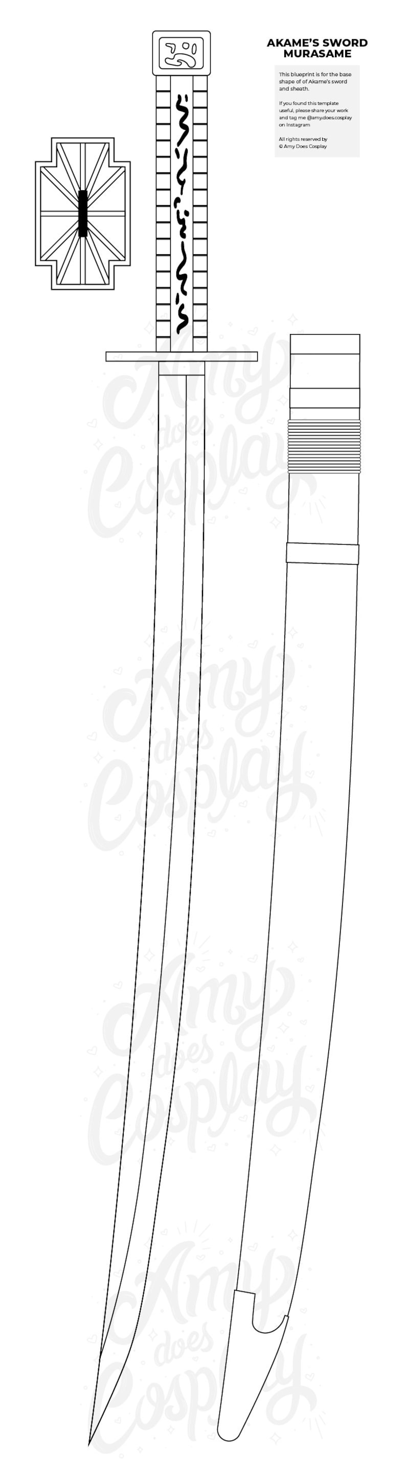 Akame Sword Cosplay Prop 2D Blueprint - Etsy