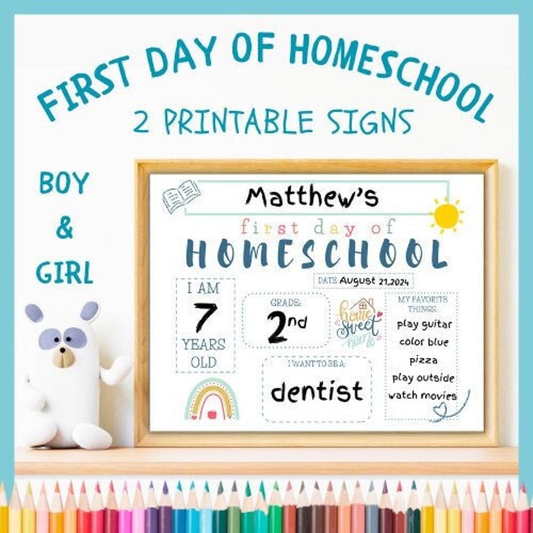 First Day of Homeschool Printable Sign Back to School Sign Digital ...