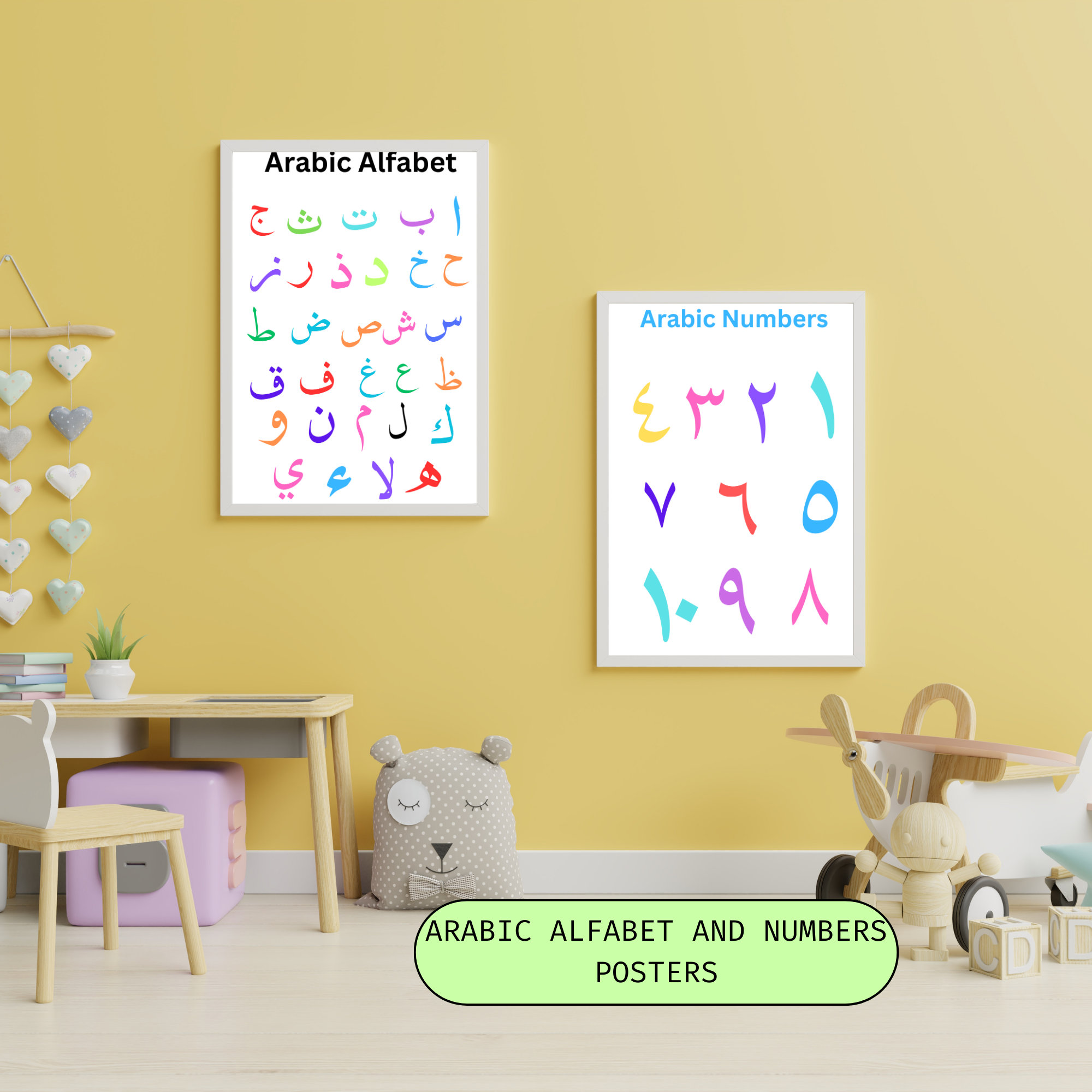 Arabic Alphabet Print - Arabic Poster - Islamic Nursery Print - Kids ...
