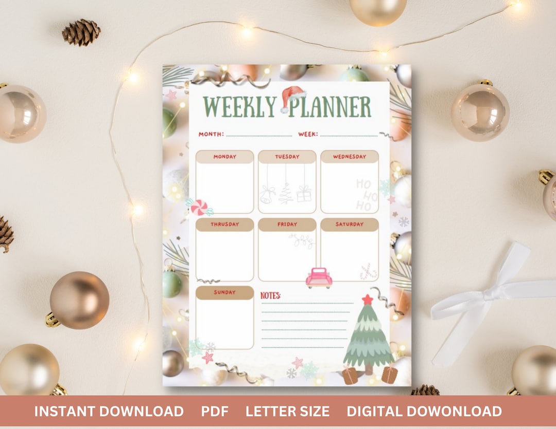 Undated Christmas Weekly Planner, Undated Planner, Digital Planner ...