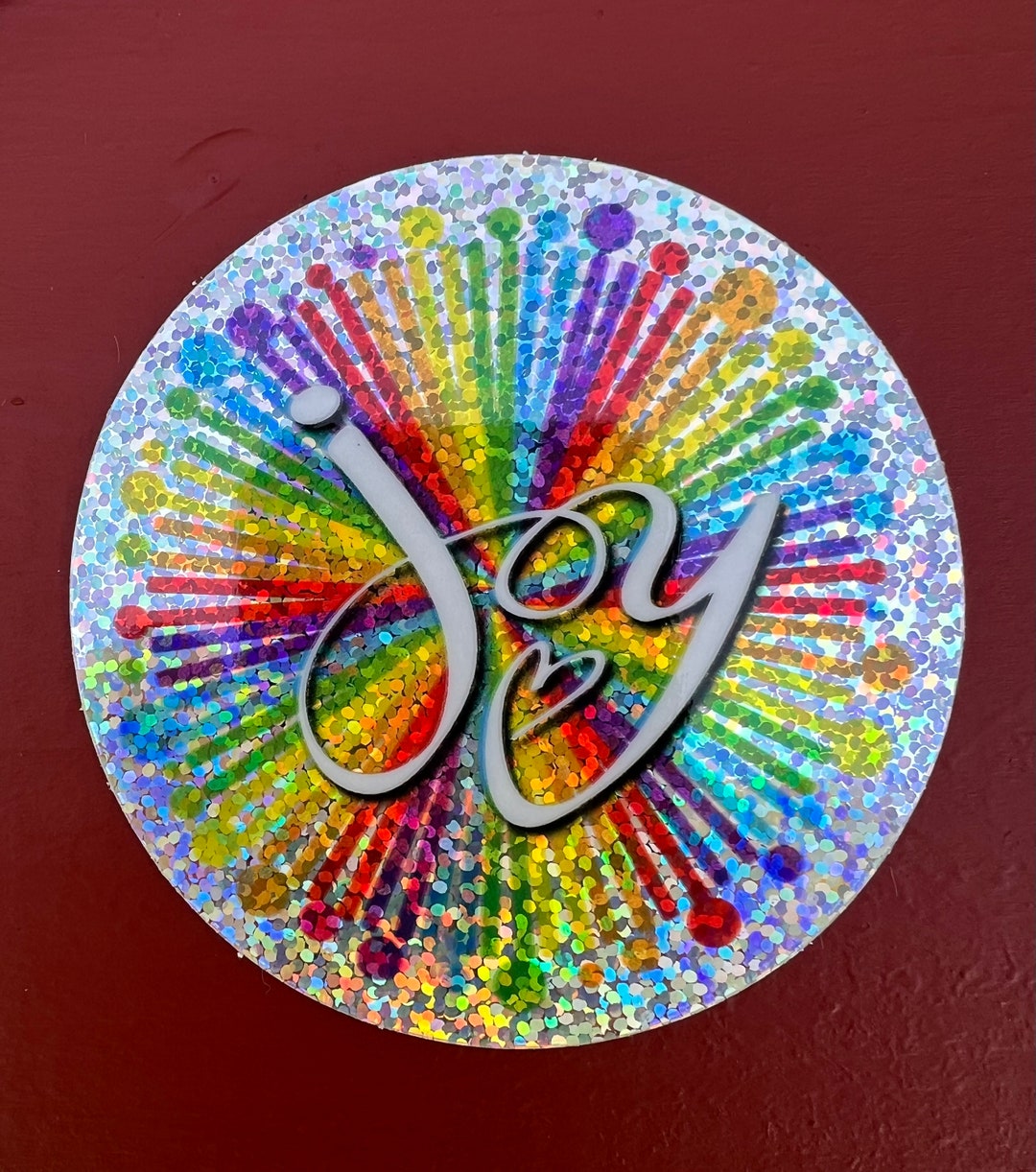 Joy Glitter Sticker 3x3 Inch - Etsy