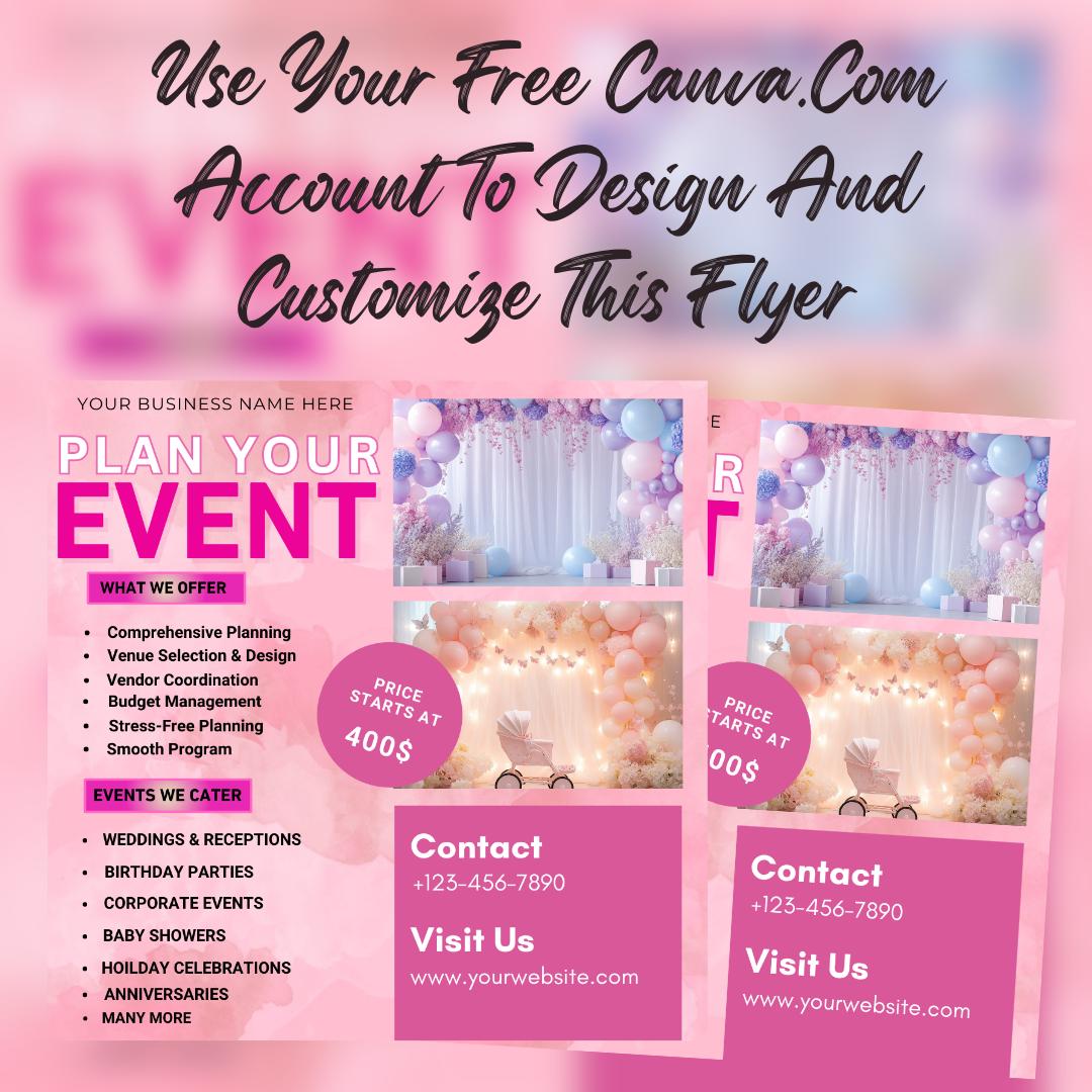 Event Planner Flyer, Canva Template, Wedding Planner Flyer ,DIY ...