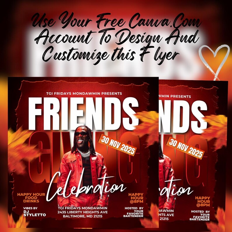 Thanksgiving Friendsgiving Party Flyer, Social Media Invite (canva ...