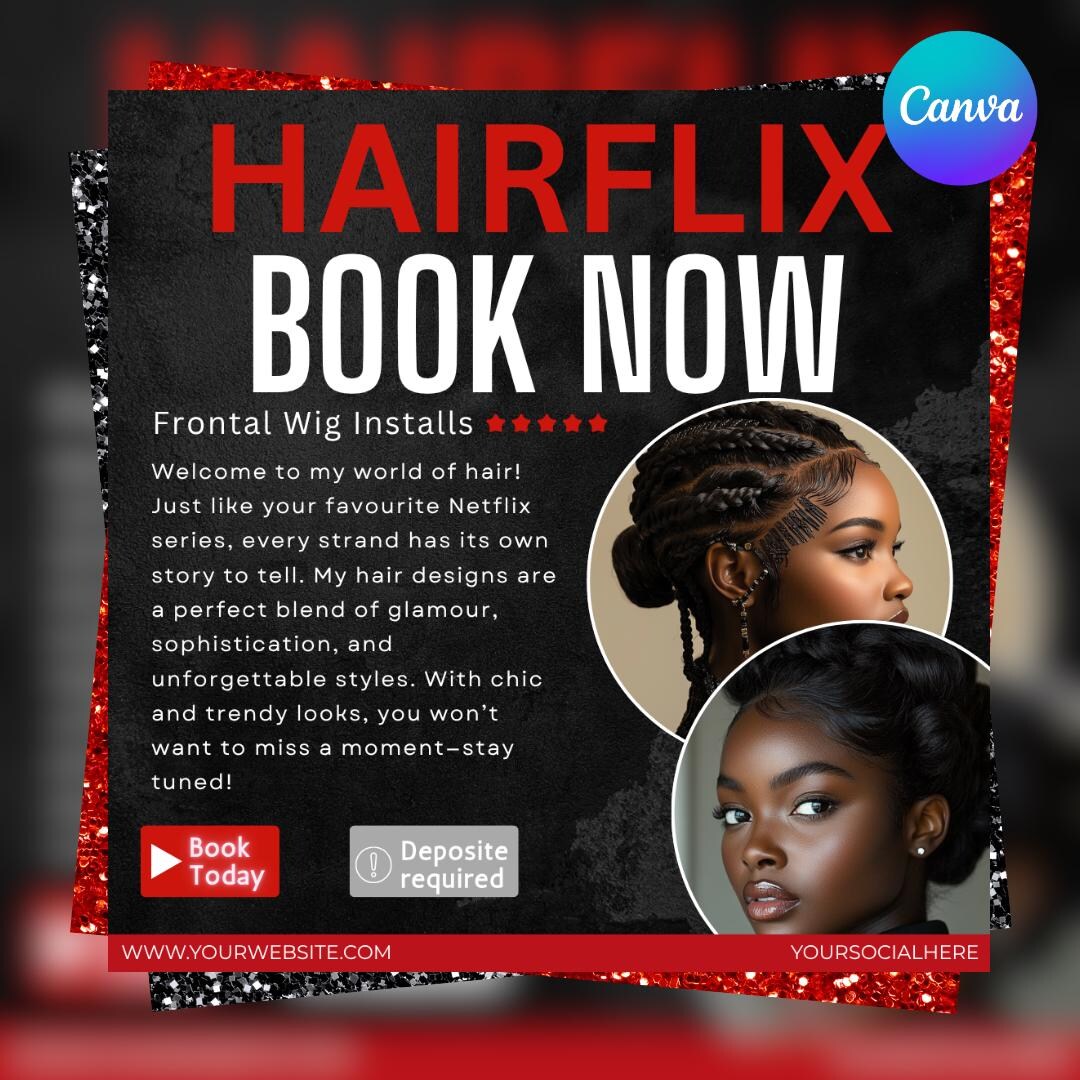 Hairflix Booking Flyer: Braids, Wigs, Hair Installs (digital Download ...