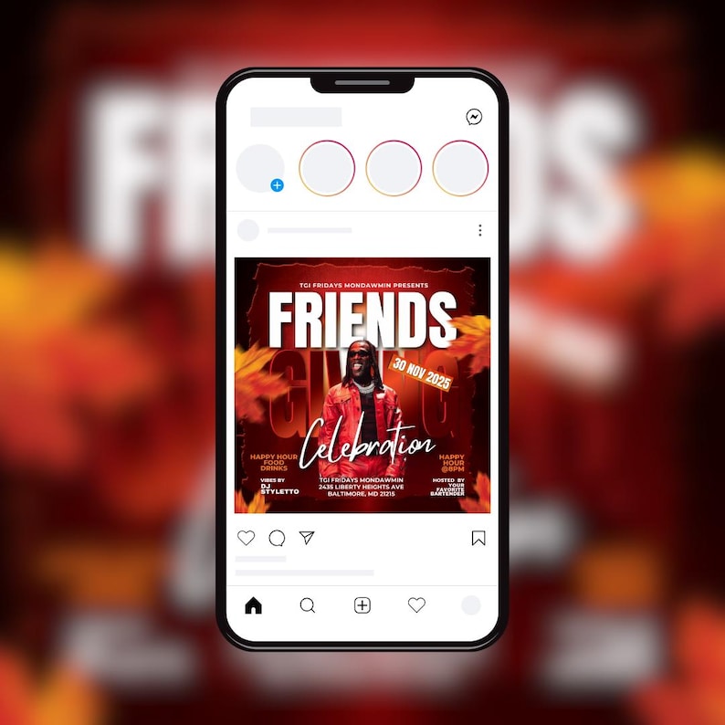 Thanksgiving Friendsgiving Party Flyer, Social Media Invite (canva ...