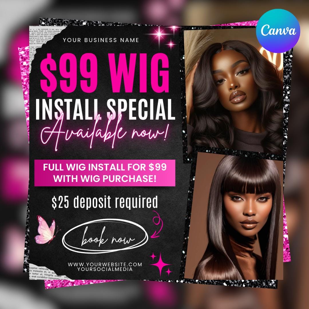 Wig Special Flyer, Wig Install Flyer, Wig Flyer, Hair Install Flyer ...