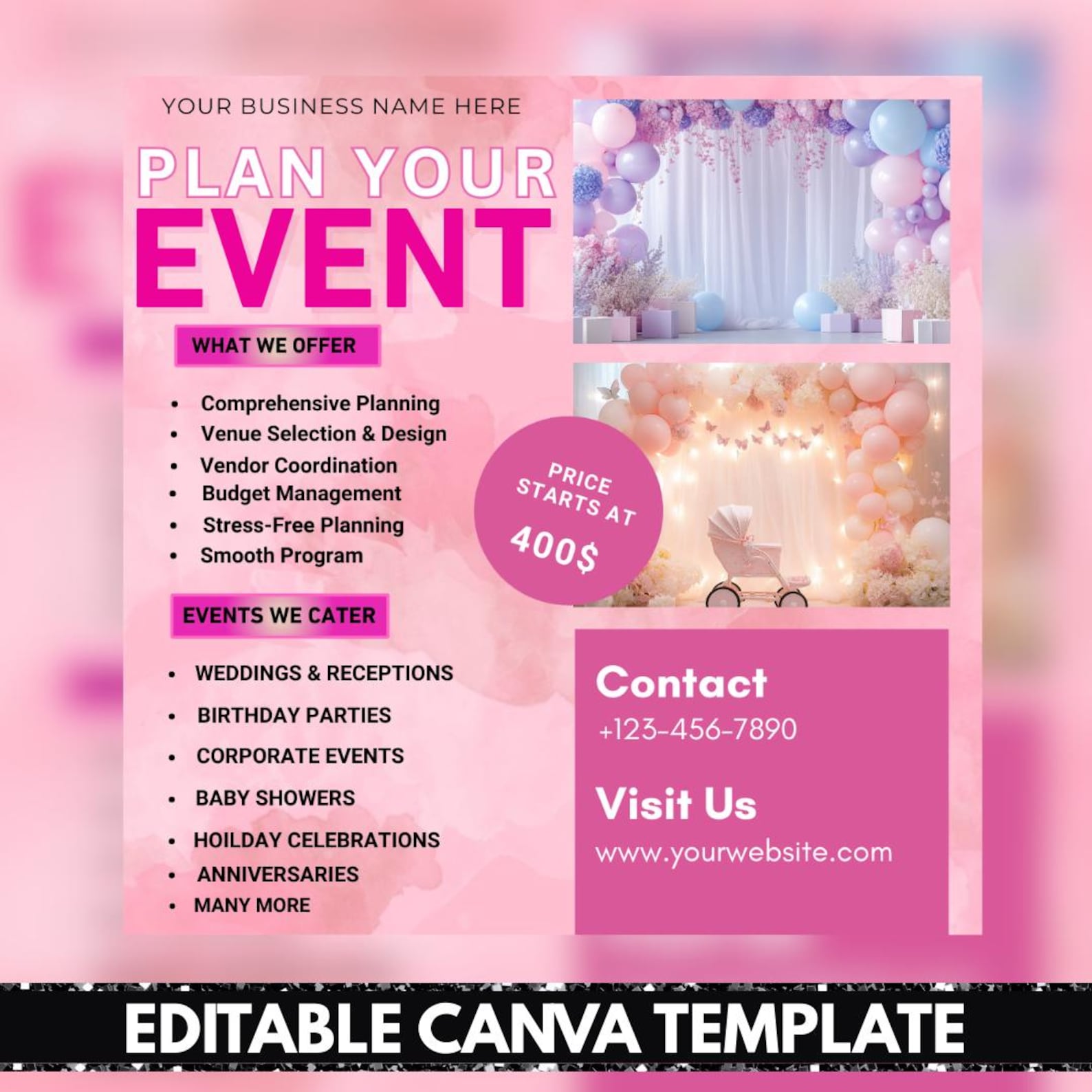 Event Planner Flyer, Canva Template, Wedding Planner Flyer ,DIY ...