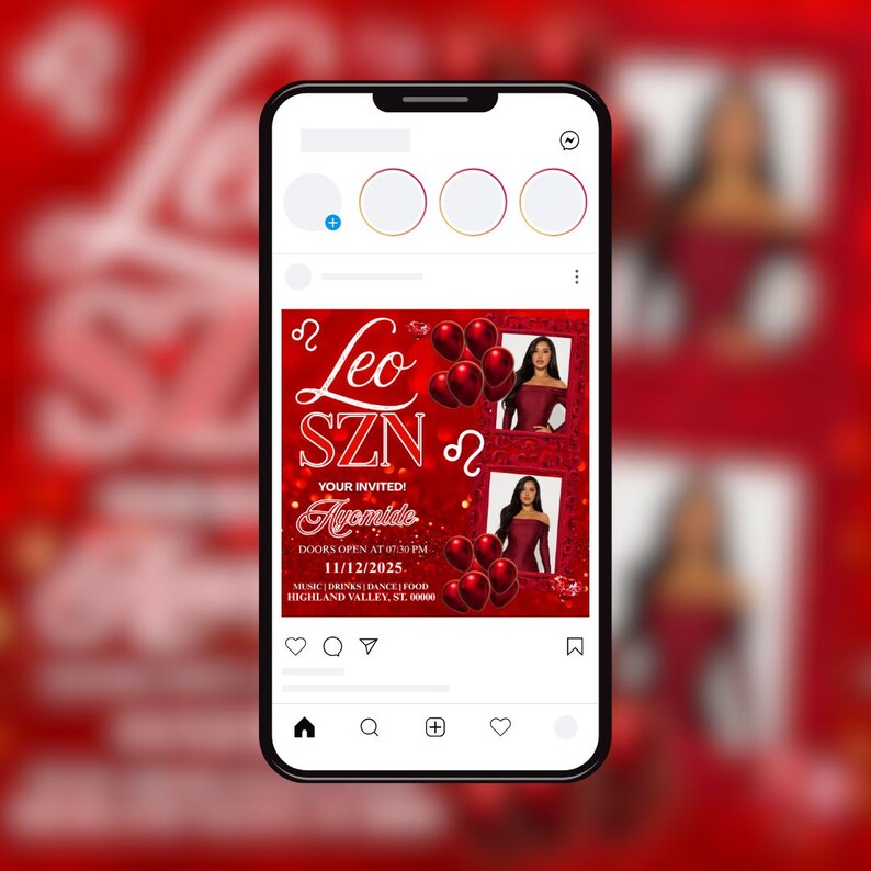 Leo Season Birthday Party Flyer, Canva Template (digital Download) - Etsy