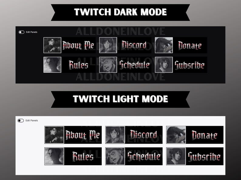 Attack on Titan Twitch Panels | AOT Anime Streamer Set (digital ...