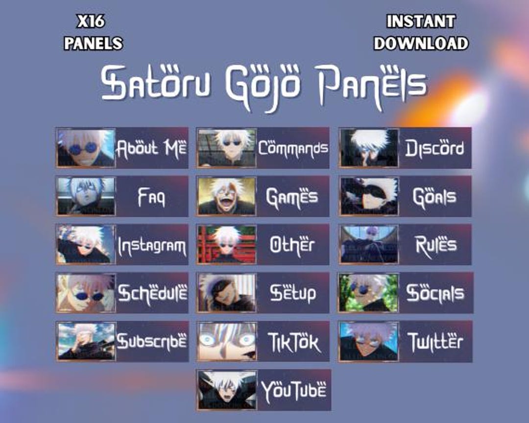 Satoru Gojo Twitch Panels: Anime Stream Overlay (digital Download) - Etsy