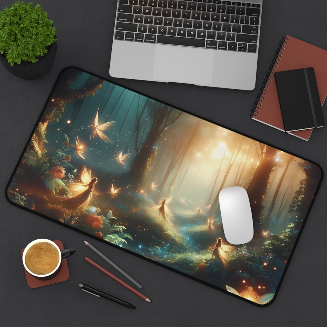 Fairy Enchanted Forest Desk Mat, Custom Desk Mat, Fantasy Desk Mat ...