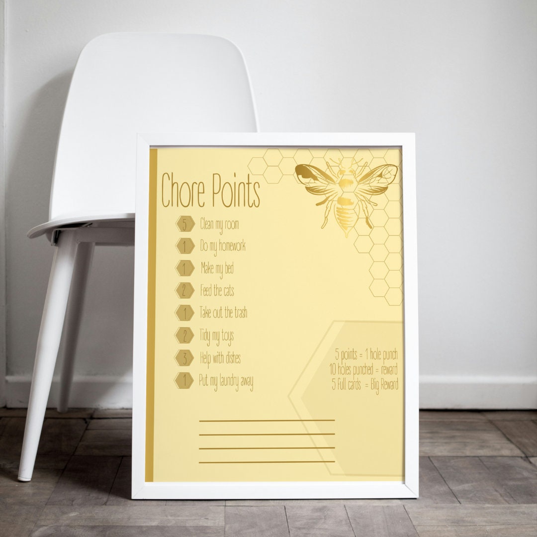 Bee Themed Chore Points and Point Cards - Editable Template! - Etsy