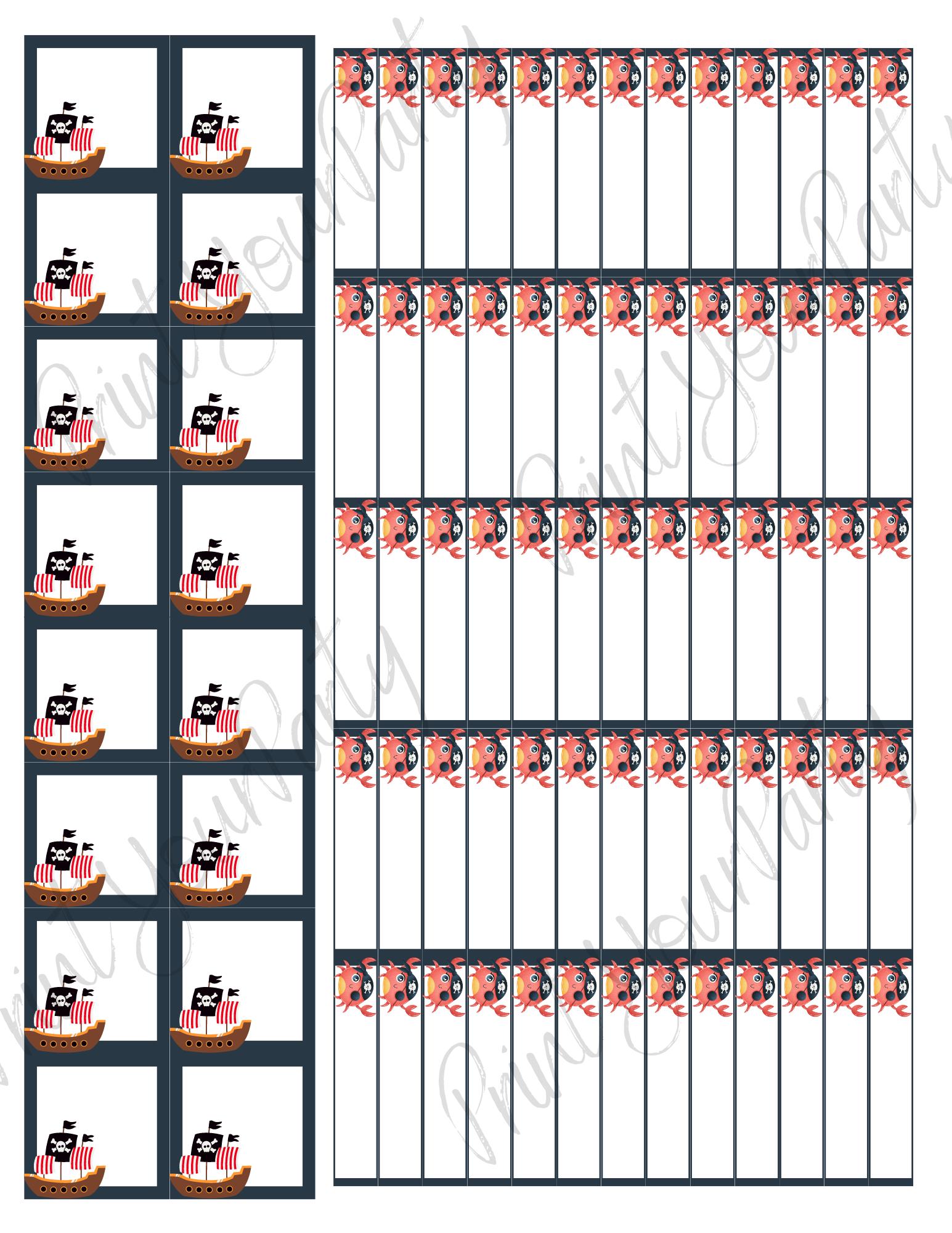 Label Sheet - Pirate Theme - Etsy