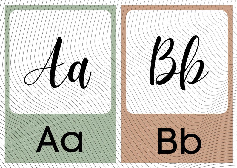 Cursive Alphabet Flashcards: Neutral Classroom Decor (PDF Download) - Etsy