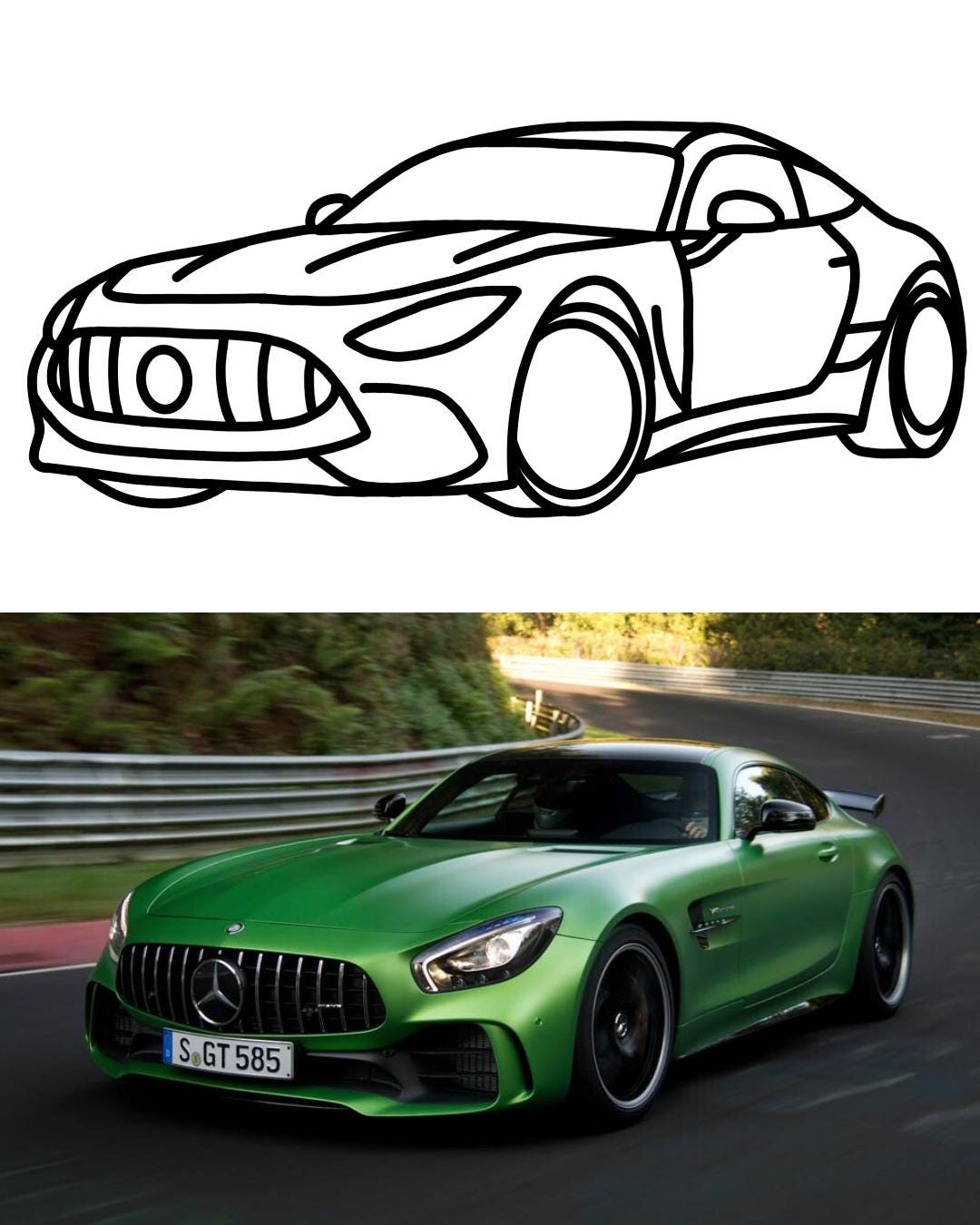 AMG GT Outline Vinyl Decal - Waterproof Car Decal - Etsy