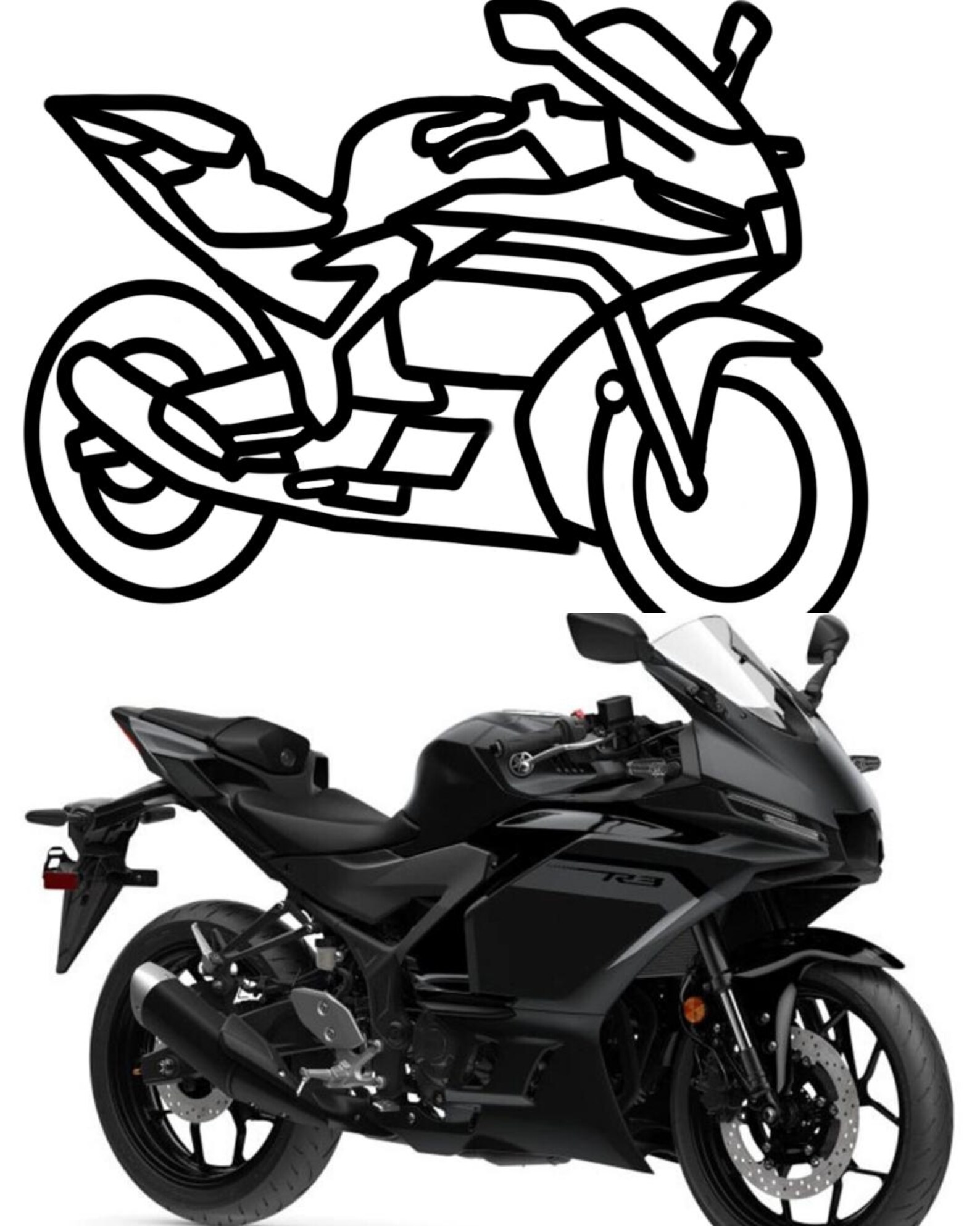 Yamaha R3 Outline Vinyl Decal - Waterproof Motorcycle Decal - Etsy