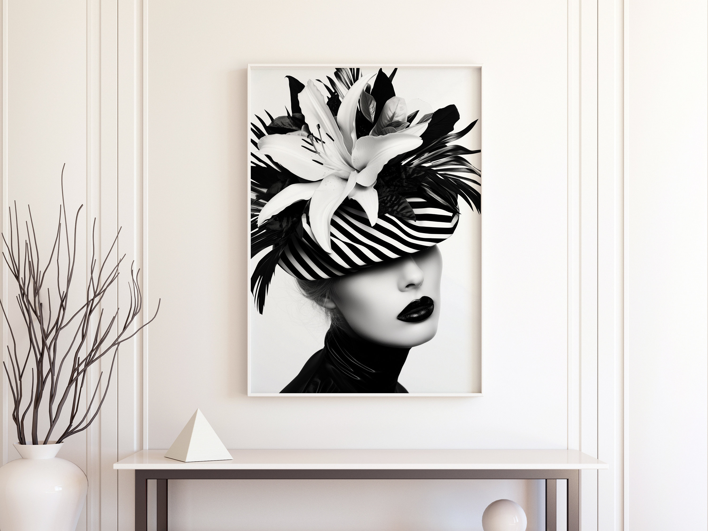 Flower Crowned Retro Photo Art, Black and White Photography, Helmut ...