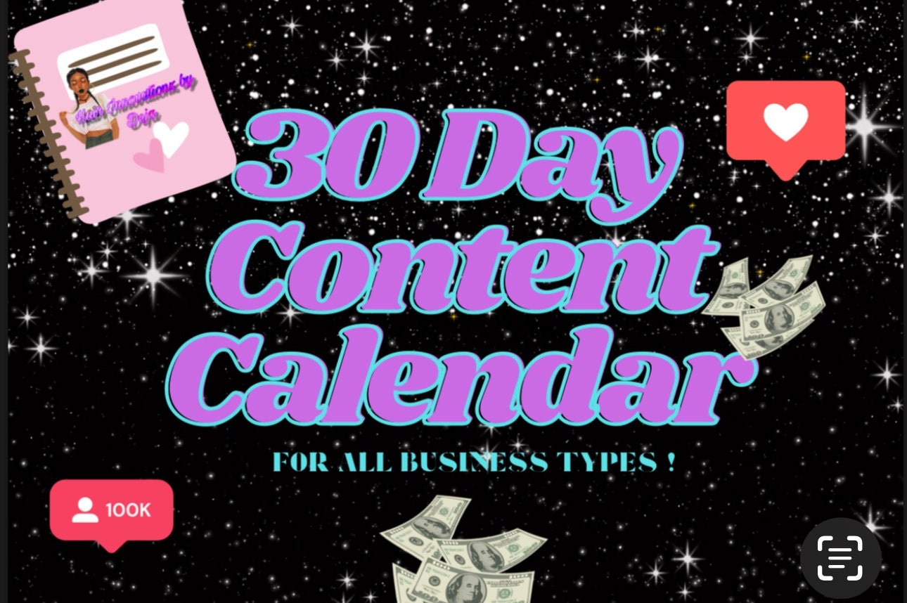 30 Day Content Planner for Social Media - Etsy