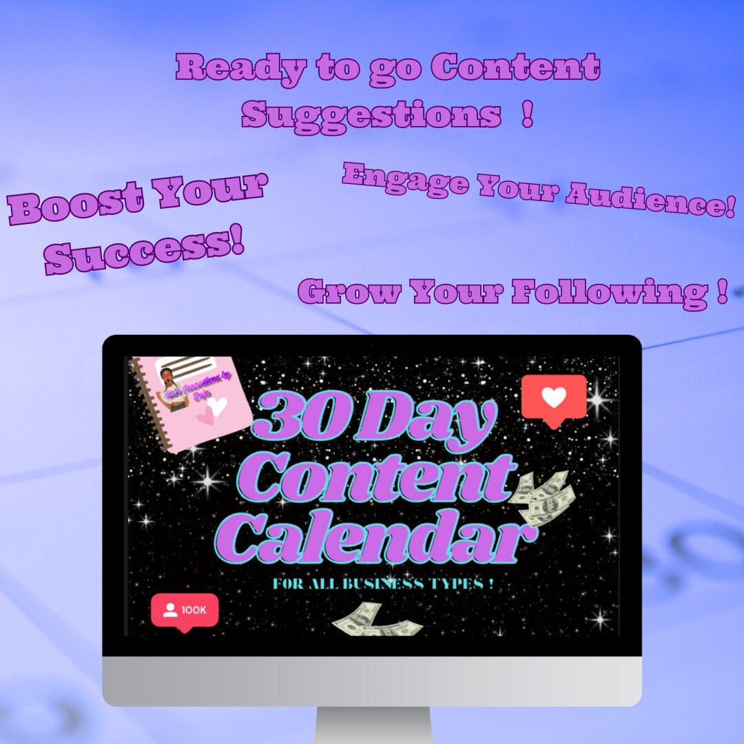 30 Day Content Planner For Social Media Etsy
