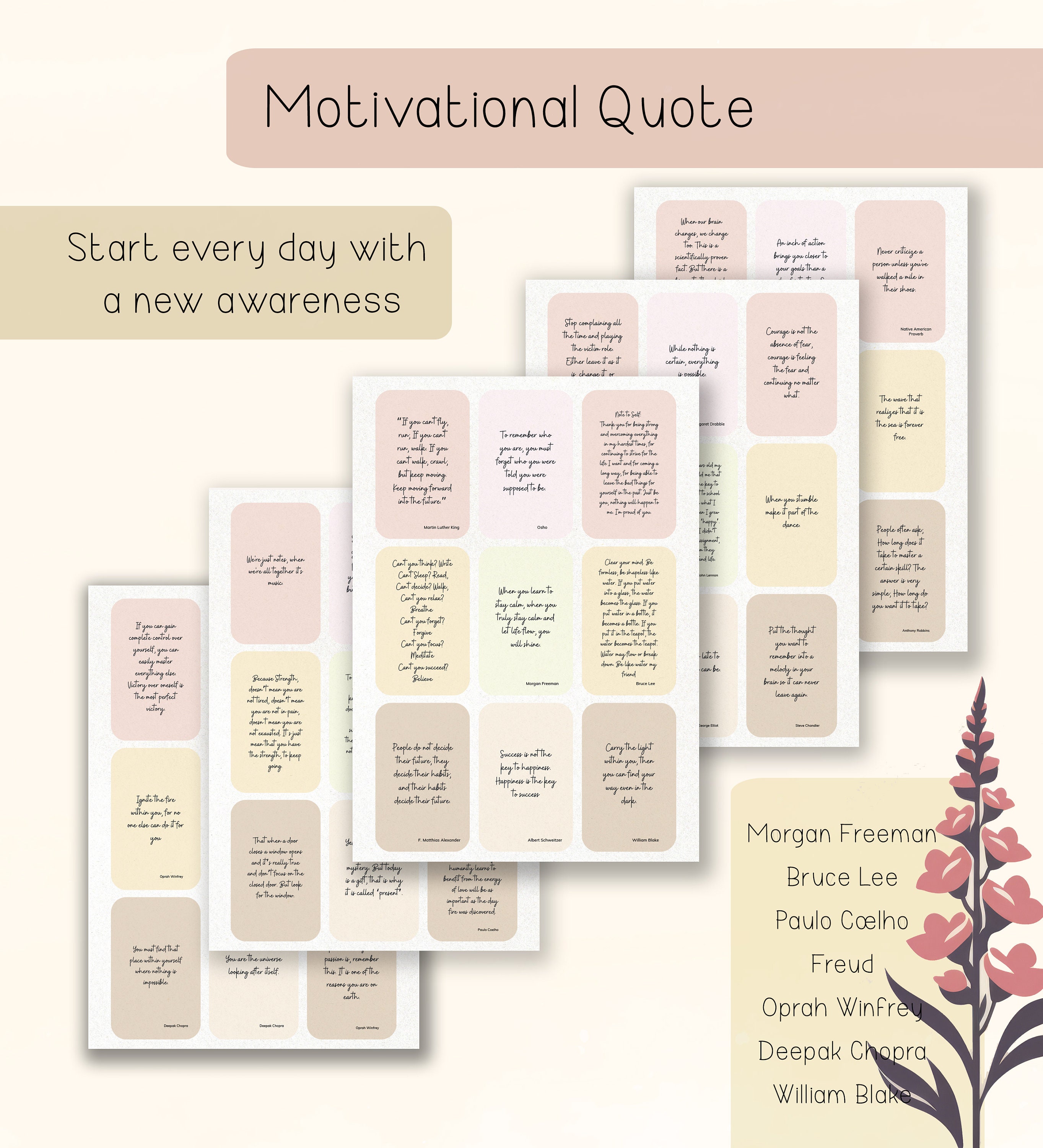 Motivational Positive Affirmation Quote Cards From Famous - Etsy