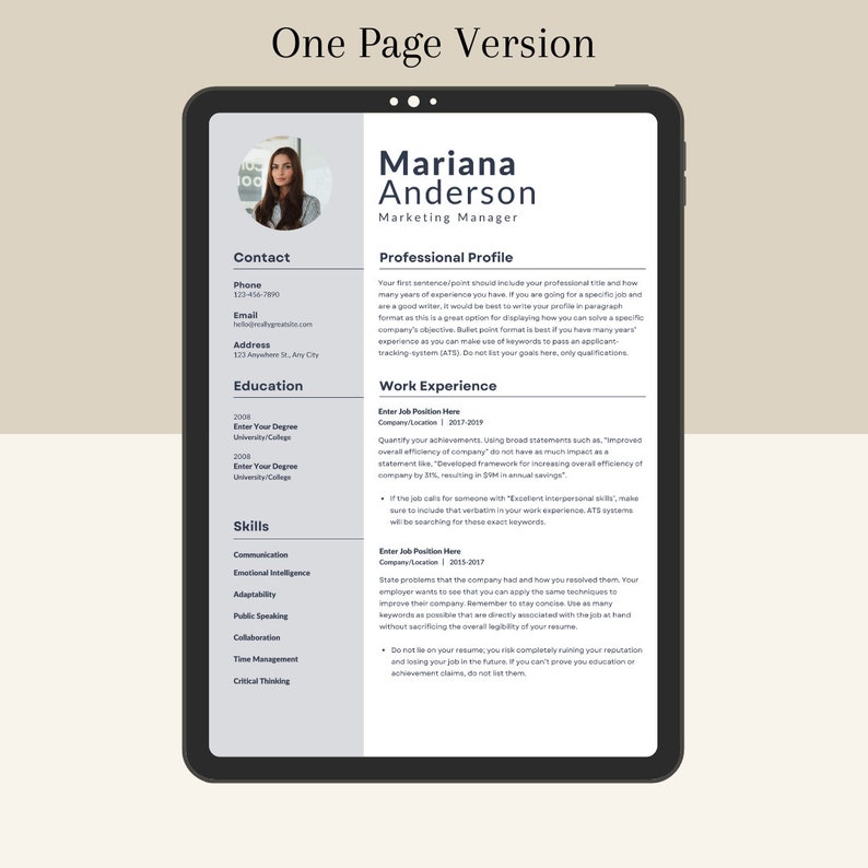 Instant Download Professional Resume Template | Canva Fully Editable ...