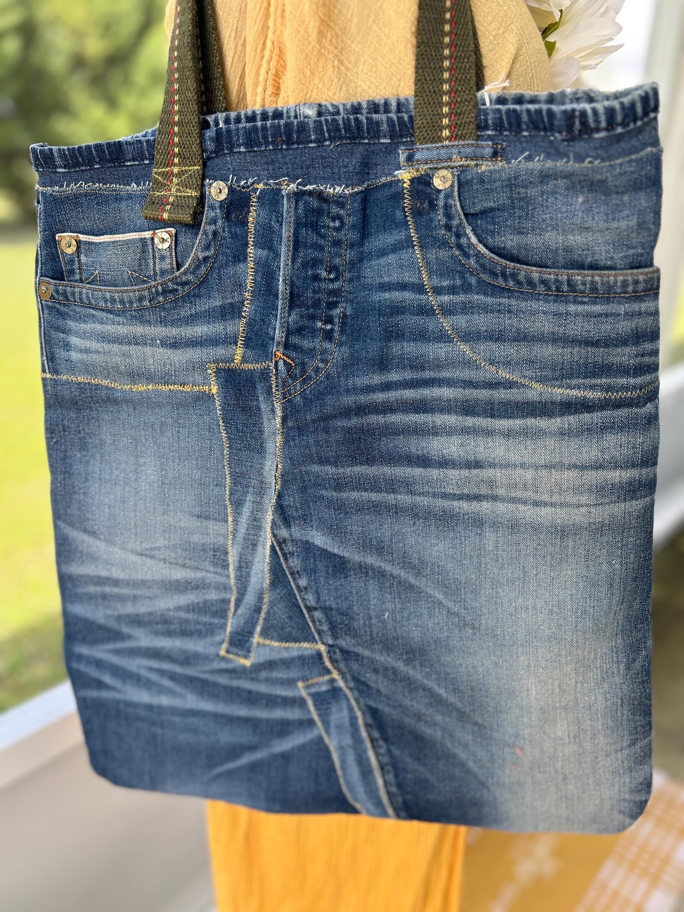 Custom Large Upcycled Denim Tote - Etsy