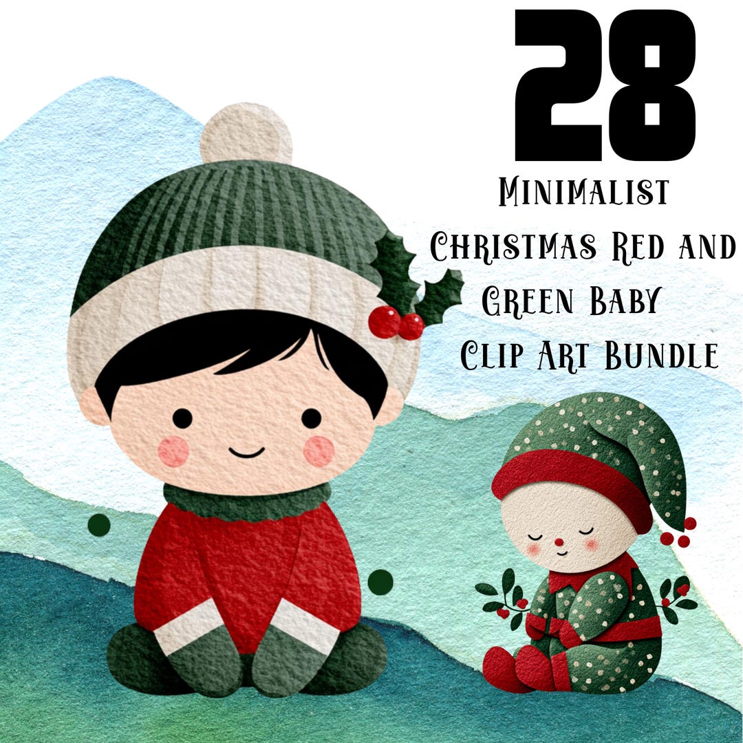 Christmas Baby Clipart PNG Bundle: Minimalist Holiday Illustrations ...