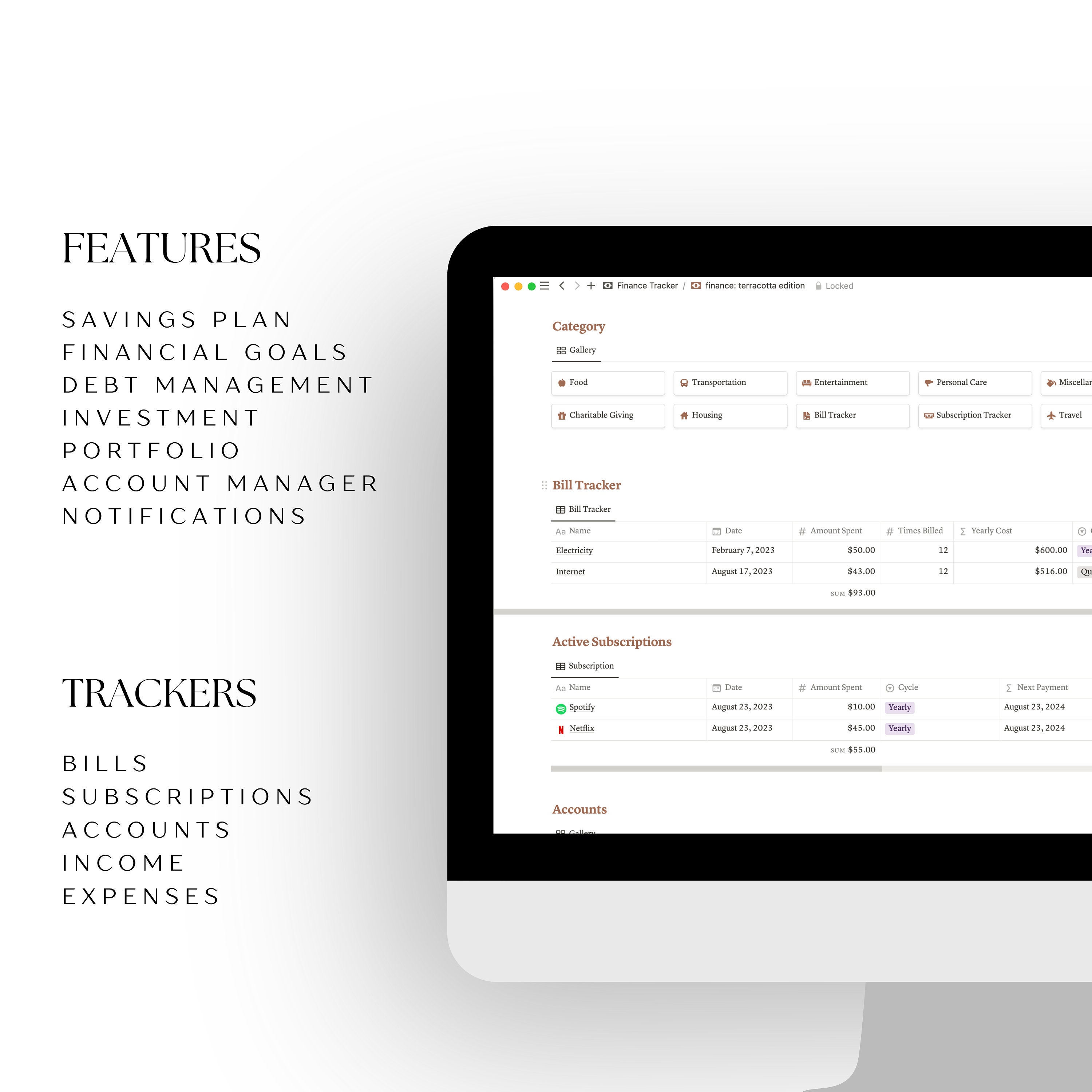 Finance Tracker: Notion Aesthetic Finance Template With Financial Goals ...