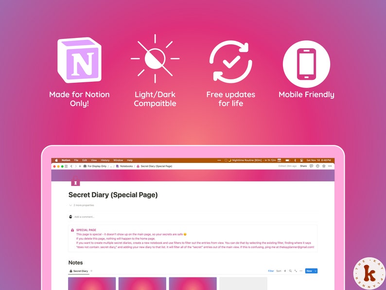 Notevault Pro: Notion Notes Hub, Shopping List, and Secret Diary - Etsy