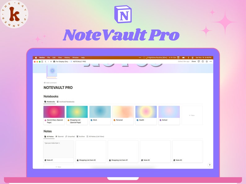Notevault Pro: Notion Notes Hub, Shopping List, and Secret Diary - Etsy