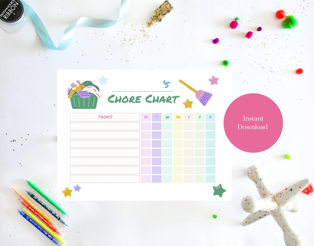 Kids Chore Chart Printable - Etsy UK