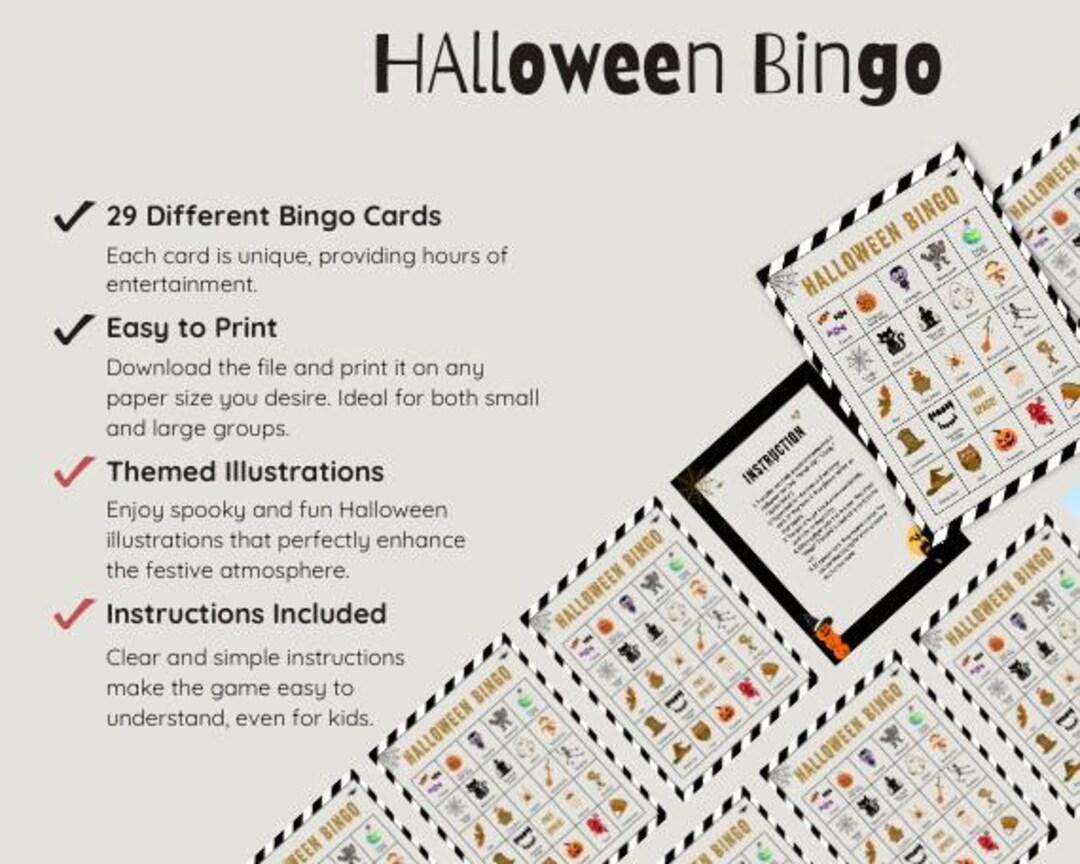 Halloween Printable - Party Games - Bingo Cards - Preschool - Family - Etsy