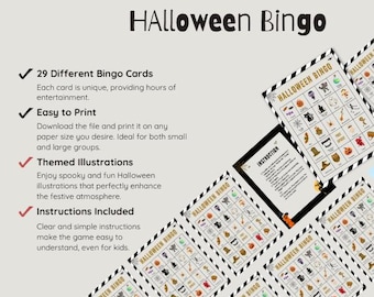 Halloween Printable - Party Games - Bingo Cards - Preschool - Family - Etsy