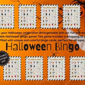 Halloween Printable - Party Games - Bingo Cards - Preschool - Family - Etsy