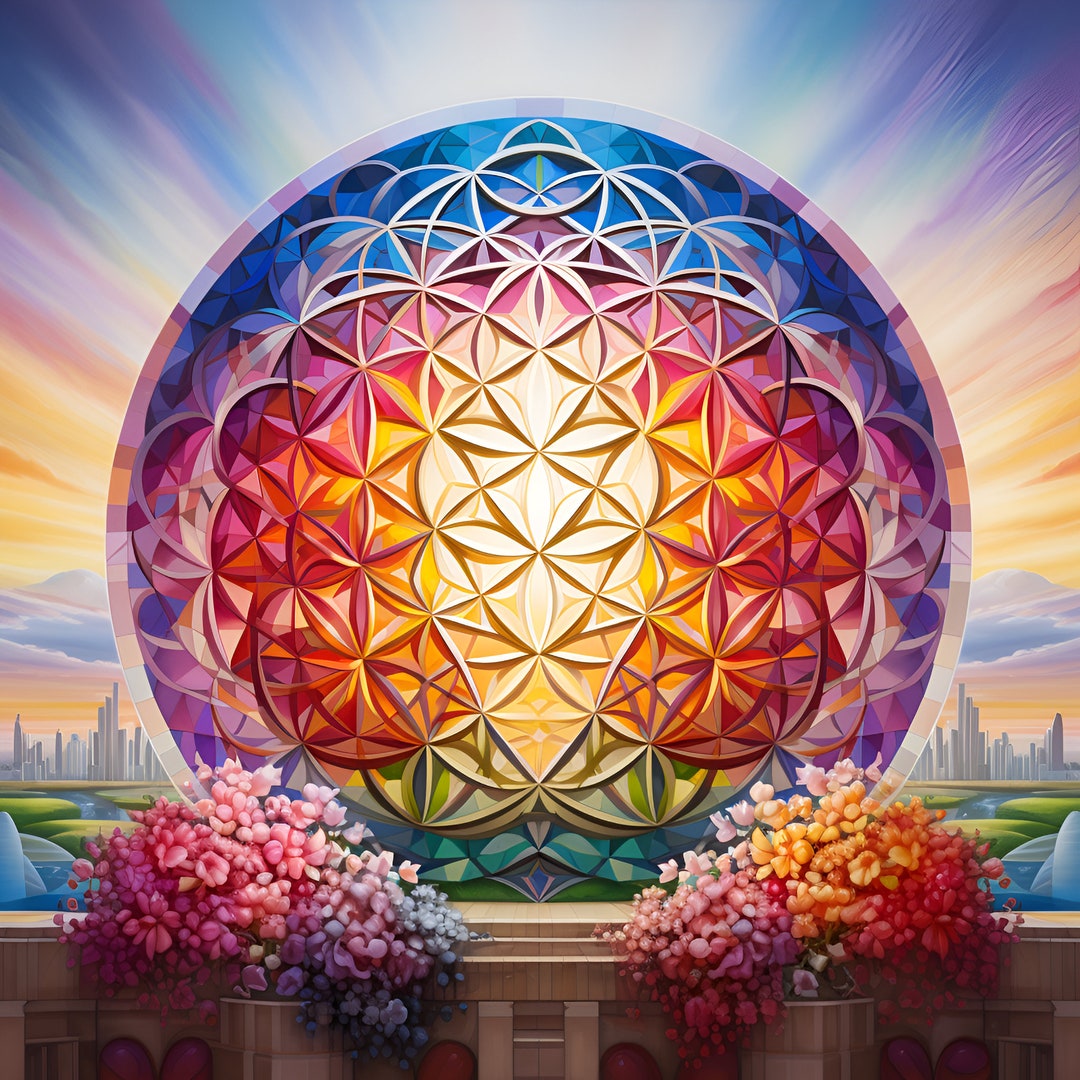 Rainbow Flower of Life Image - Etsy