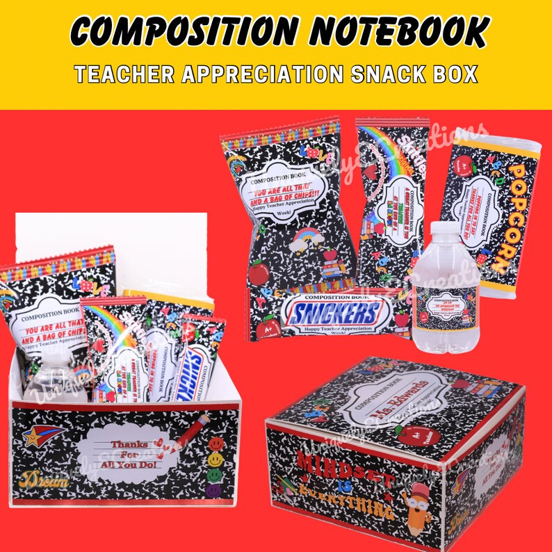 Composition Notebook Teacher Snack Box - Etsy