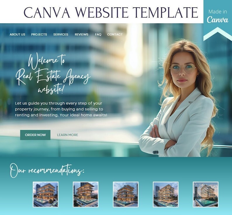 Canva Website Template for Real Estate Agency. One Page | Sales Page ...