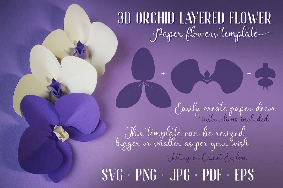 3D Orchid Layered Flower SVG PNG. Paper Flowers Template - Etsy