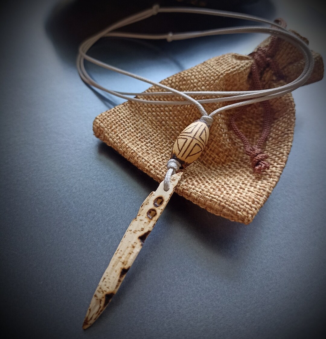 Talisman Necklace “good” Wooden Amulet Brown Luck Money Happiness Magic ...