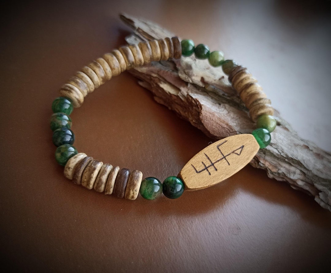 Strong Amulet Against Misfortune Wood and Stone Bracelet Tiger Eye ...