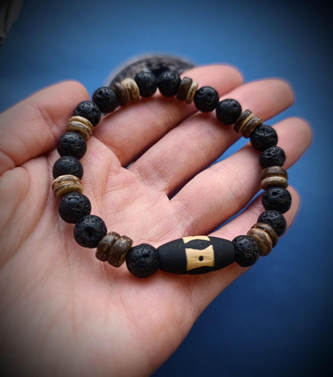 Magic Bracelet Attracting Good Luck Wooden Beads Volcanic Stone ...