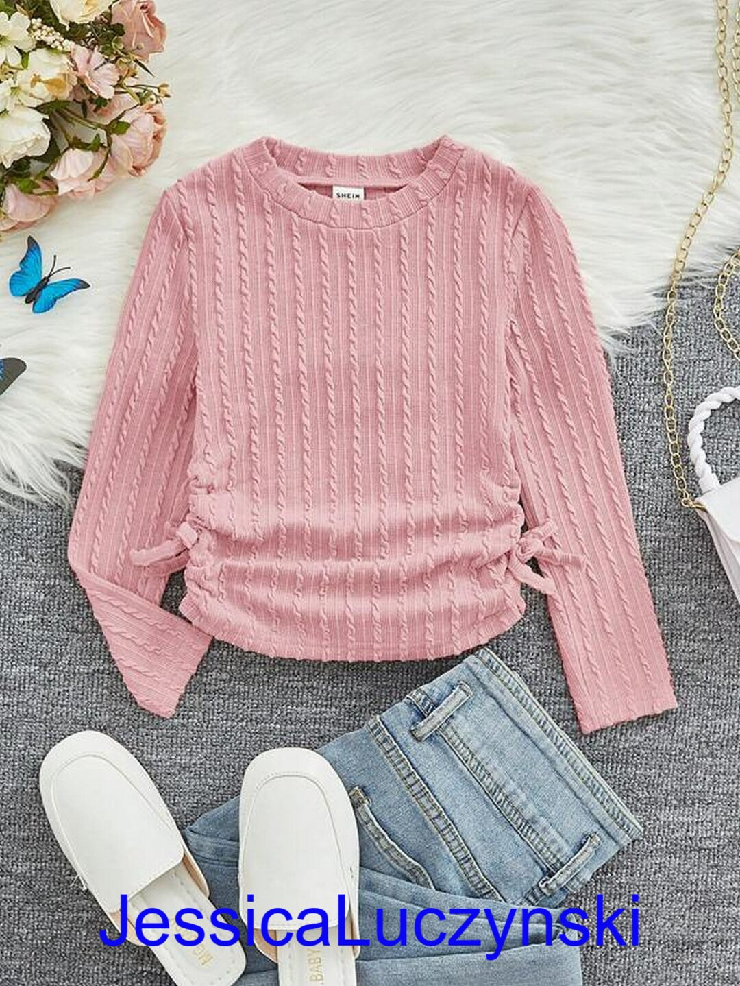 Tween Girl Solid Ruched Knot Side Tee A Stylish and Trendy - Etsy