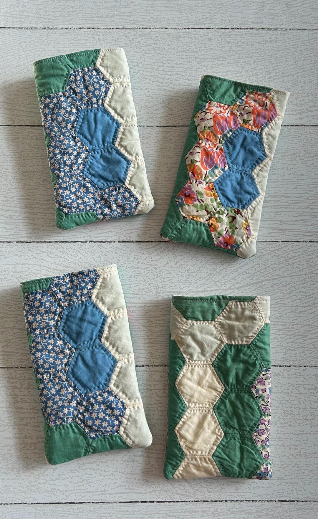 Quilted Glasses Case, Upcycled Multicolor Peeper Keeper, Quilted Flower ...