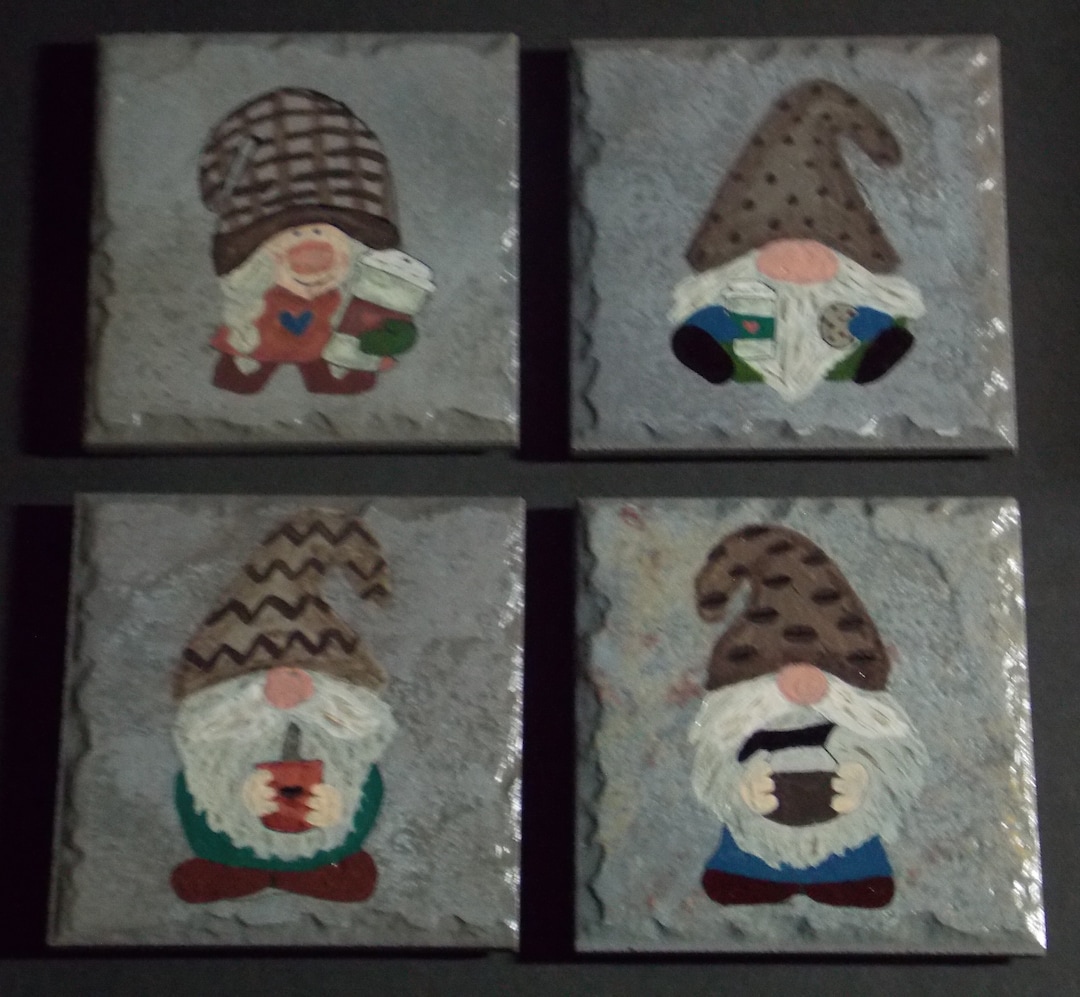 Gnome Tiles Gnome Table Coasters Set of 4 - Etsy