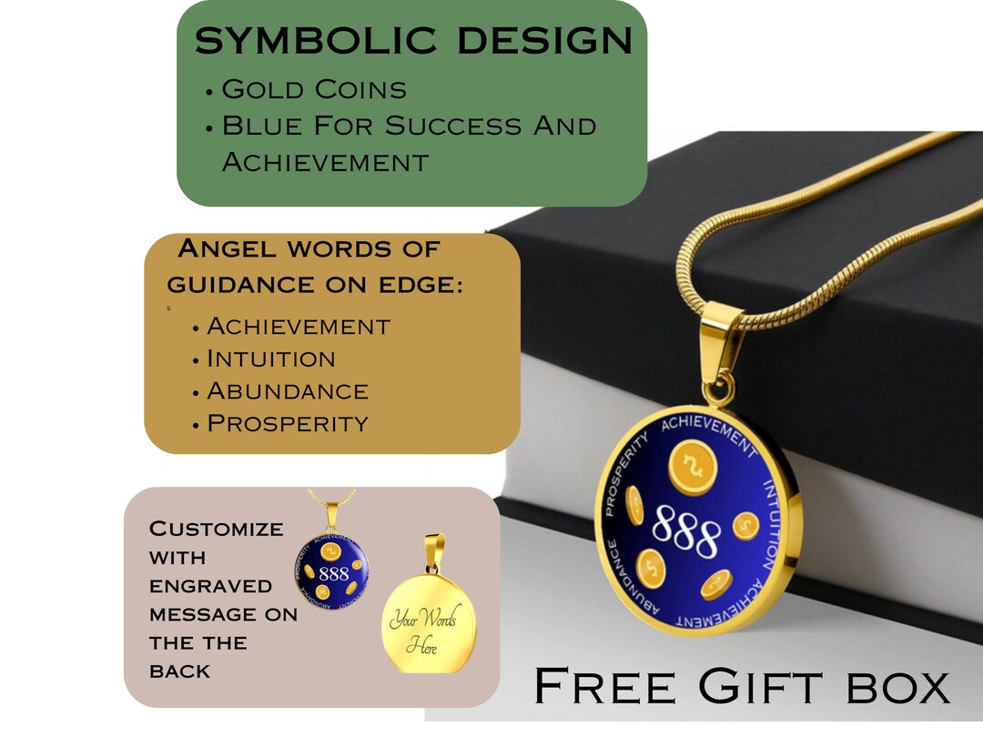 Angel Number Necklace: 888 Necklace With Symbolic Gold Coin Design and ...