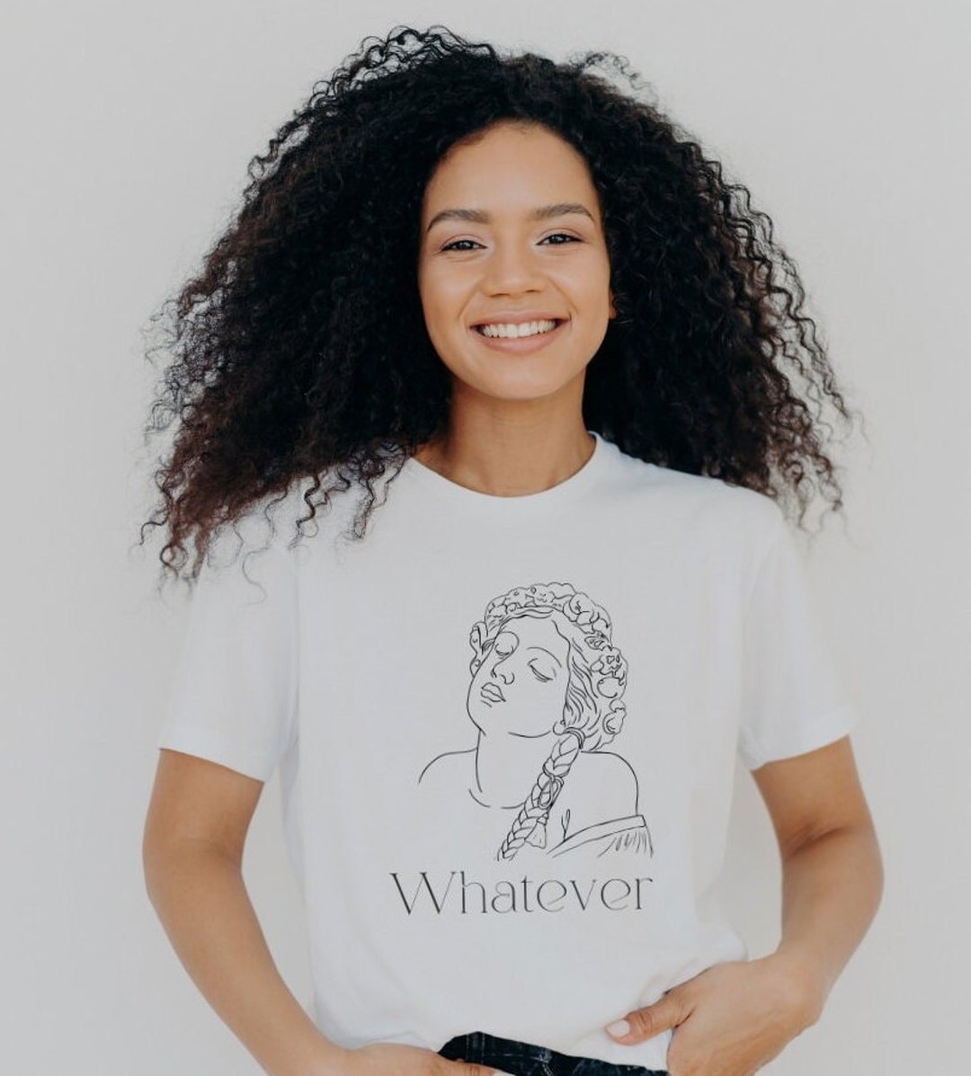 Whatever Girl Line Art White Womans Tee Shirt Funny Feminist - Etsy